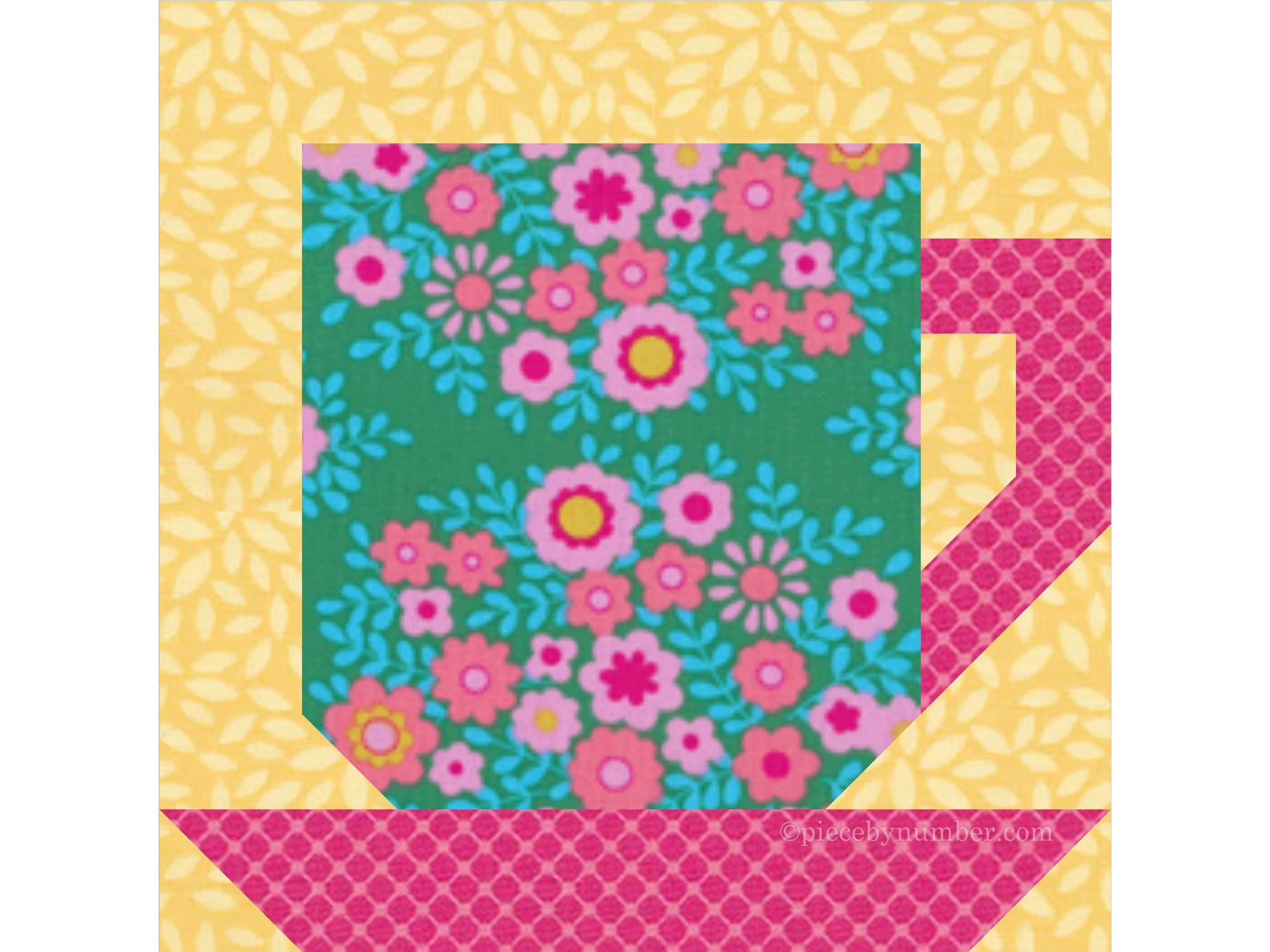 Tea & Coffee Cups Quilt Block Pattern, Paper Piecing, 6 Inch, Resizable ...