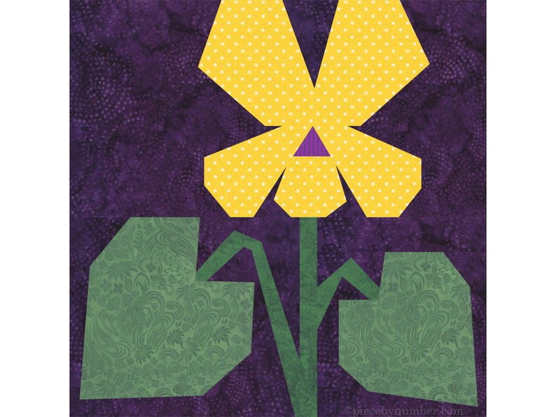 Violet Paper Piecing Quilt Block Pattern, PDF Download, 6 & 12 Inch ...