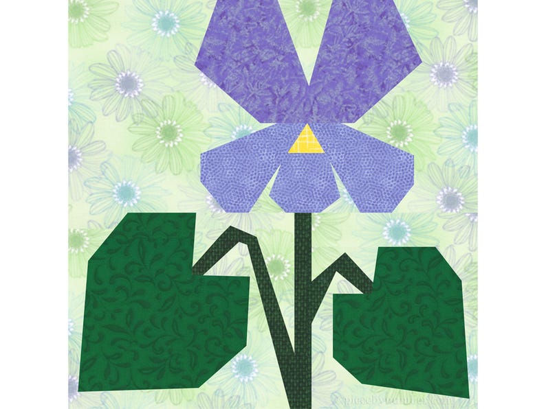 Violet Paper Piecing Quilt Block Pattern, PDF Download, 6 & 12 Inch ...