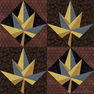 Maple Leaf Quilt Block Pattern: Paper Piecing, 6 & 12 Inch, Resizable ...