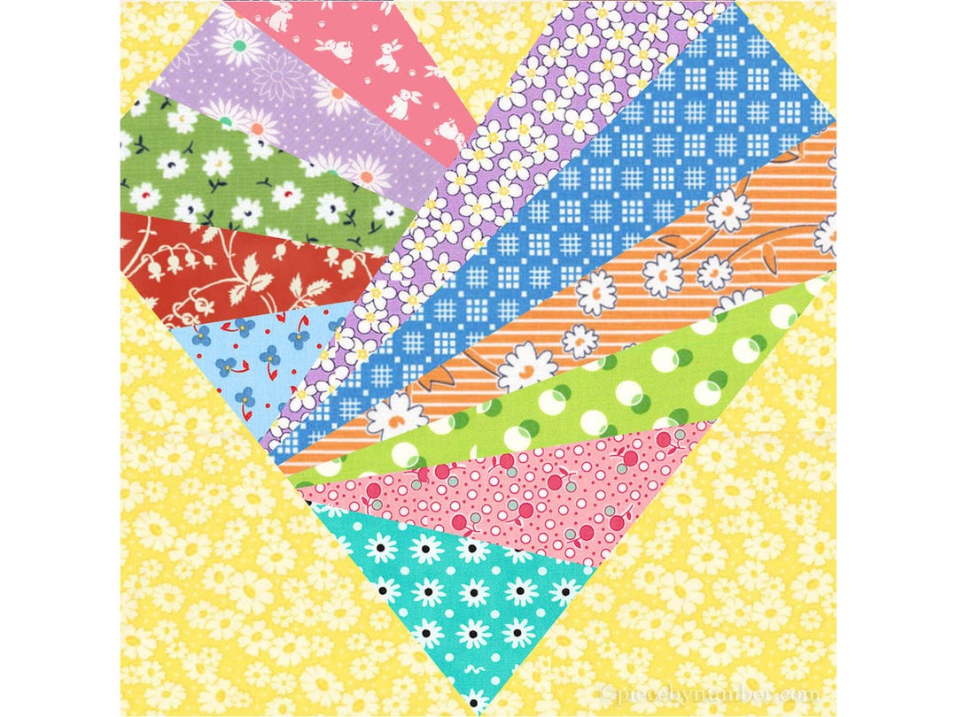 Candy Box Heart Paper Pieced Quilt Block Pattern, PDF Download, 6 & 12 ...