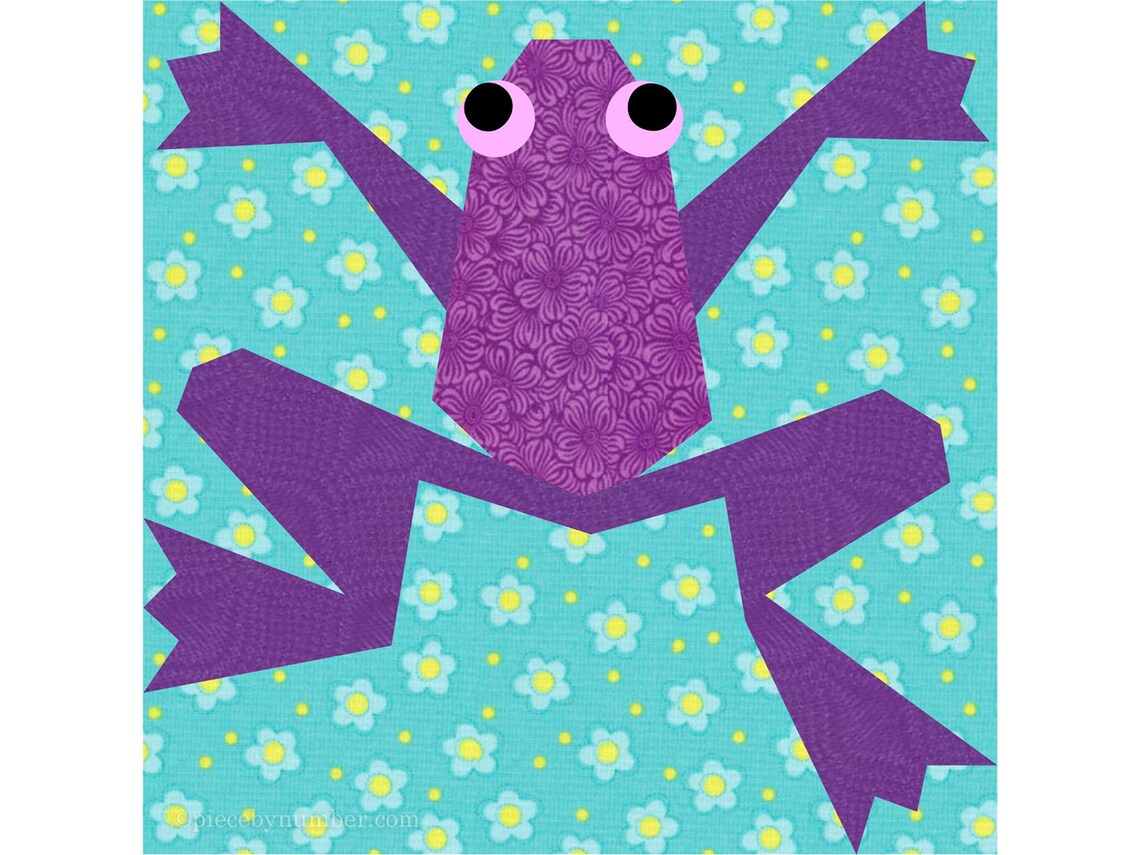 Frog Quilt Block Pattern (PDF Download): Paper Pieced, 6 & 12 Inch ...