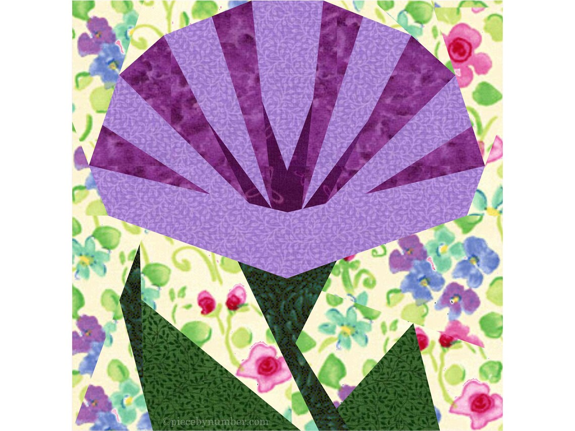 Set of 4 Paper Pieced Flower Quilt Block Patterns, PDF Download, 6 and ...