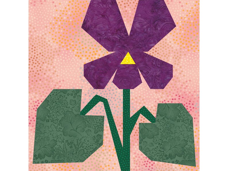 Violet Paper Piecing Quilt Block Pattern, PDF Download, 6 & 12 Inch ...