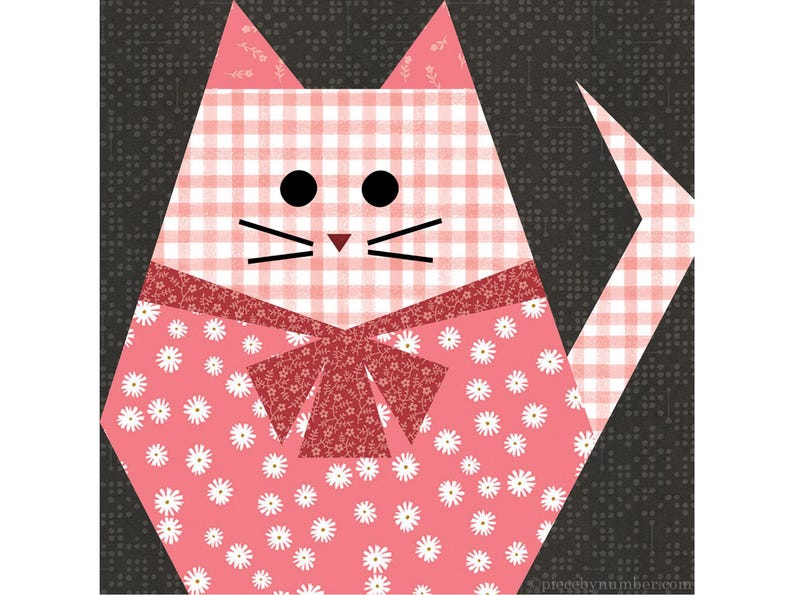 Fat Cat Paper Pieced Quilt Block Pattern, PDF Download, 6 and 12 Inch ...
