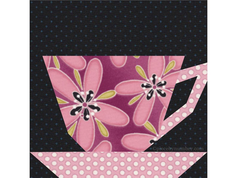 Tea & Coffee Cups Quilt Block Pattern, Paper Piecing, 6 Inch, Resizable ...