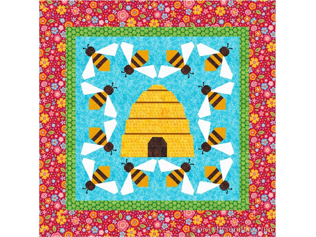 Honey Bee and Beehive Quilt Block Patterns, Paper Piecing, 3, 6 & 12 ...