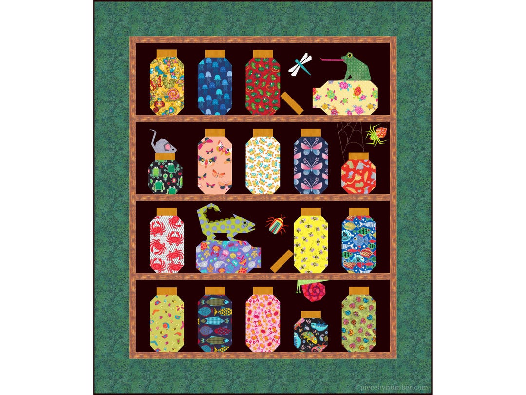Escaping Bugs Bottle Quilt Pattern for Paper Piecing PDF, 49 X 58 ...
