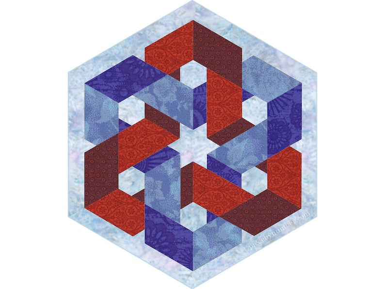 Hexagonia Paper Pieced Quilt Block Pattern, PDF Download, 12 Inch ...