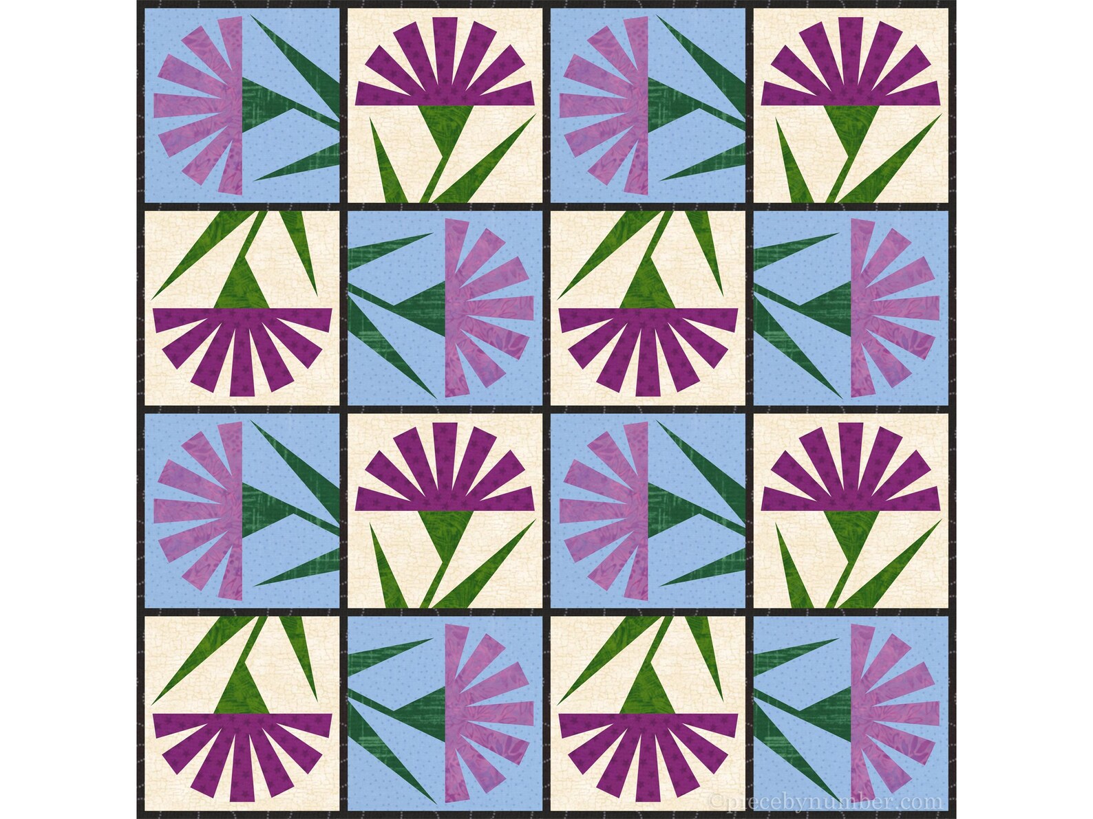 Aster Flower, Quilt Block Pattern: Paper Piecing, 6 & 12 Inch ...