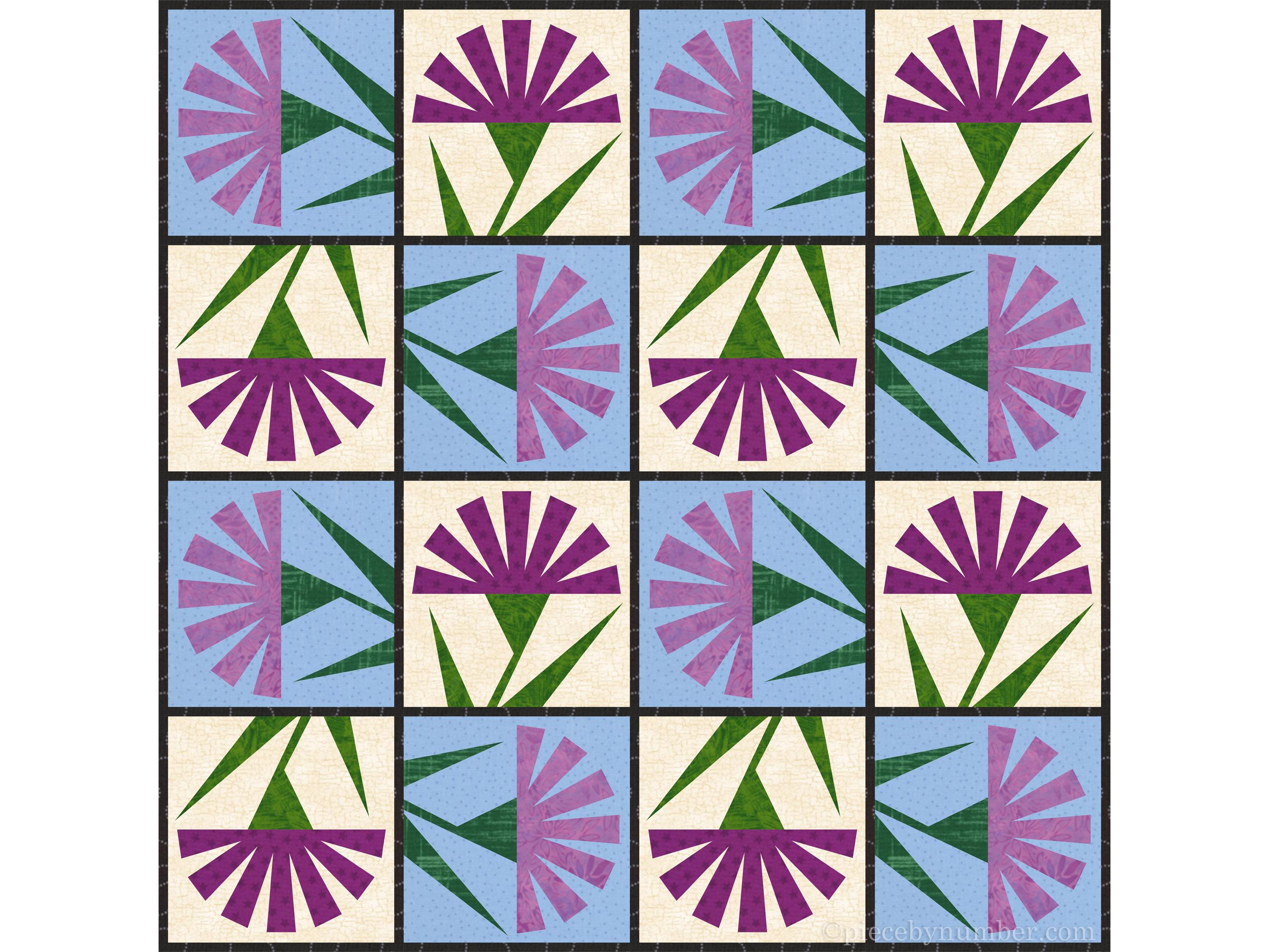 Aster Flower, Quilt Block Pattern for Paper Piecing, PDF Download, 6 ...