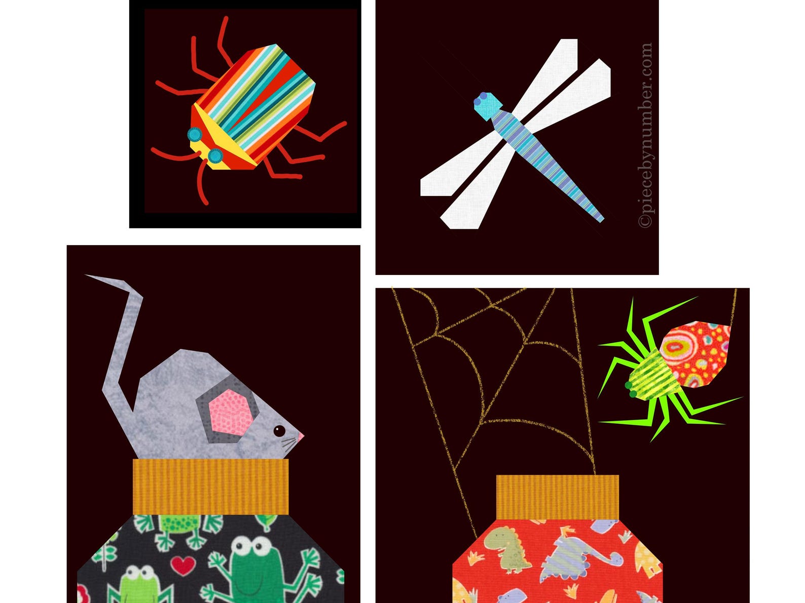 Escaping Bugs Bottle Quilt Pattern for Paper Piecing PDF, 49 X 58 ...