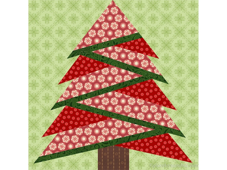Christmas Tree Quilt Block Pattern, Paper Piecing, 6 & 12 Inch ...