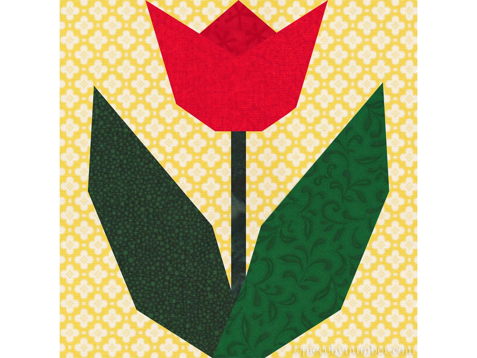 Tulip Paper Pieced Quilt Block Pattern, PDF Download, 6 & 12 Inch ...