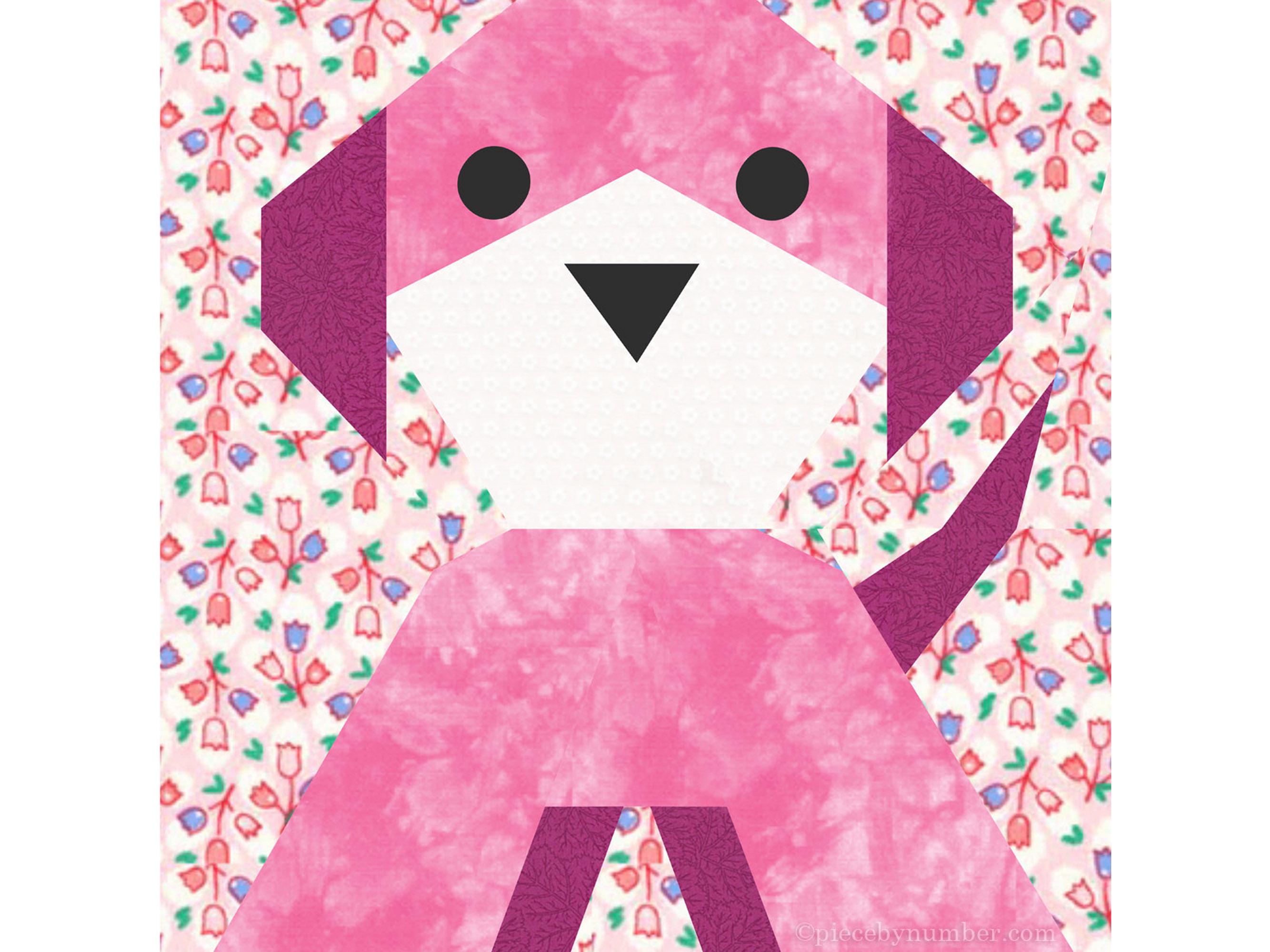 Puppy Dog Paper Pieced Quilt Block Pattern, PDF Download, 6 & 12 Inch ...