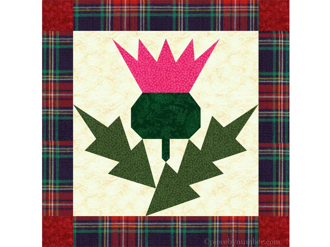 Thistle Quilt Block Pattern: Paper Pieced, 6 & 12 Inch, Resizable (PDF ...