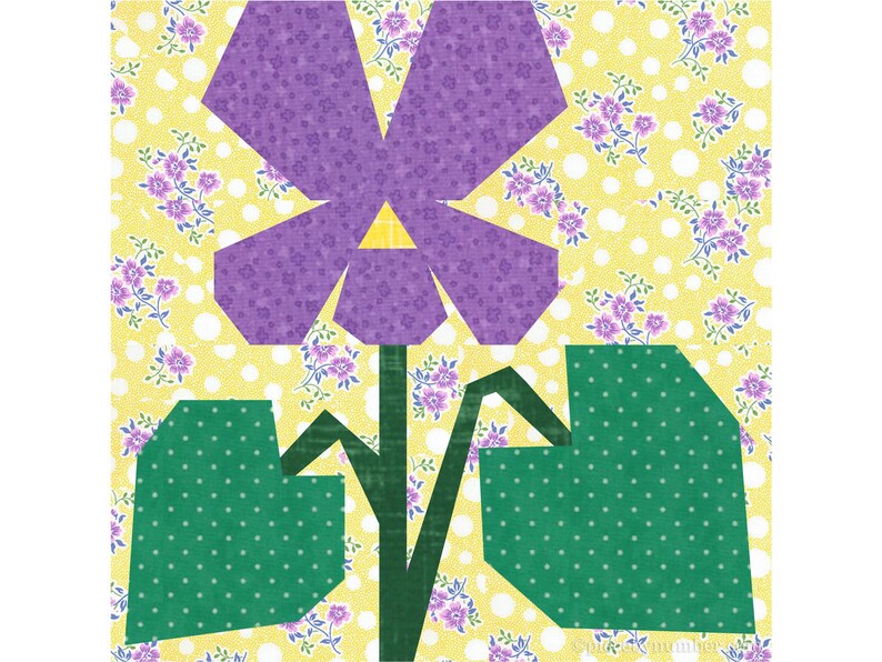Violet Paper Piecing Quilt Block Pattern, PDF Download, 6 & 12 Inch ...