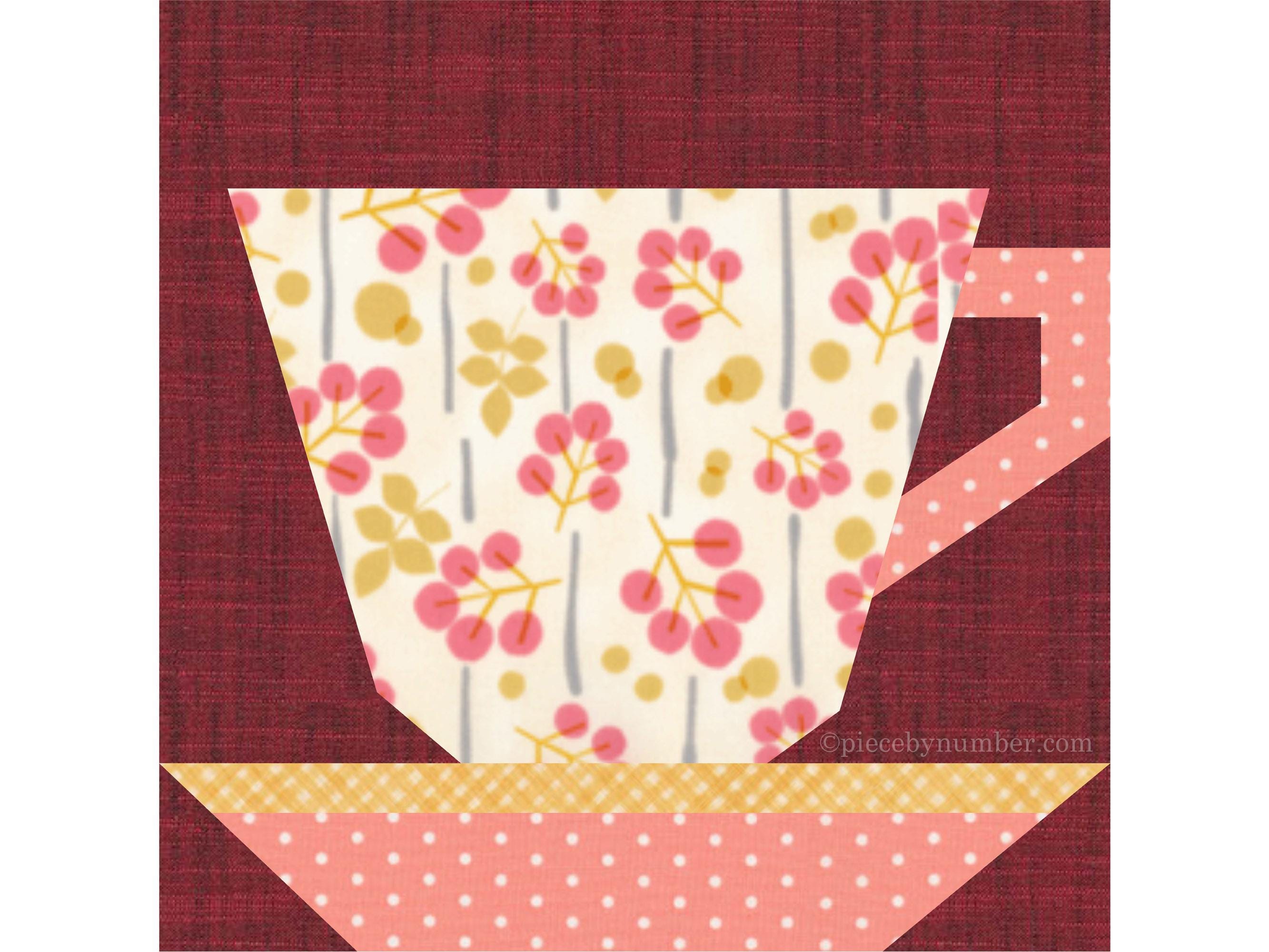 Tea and Coffee Cups, Paper Piece Quilt Block Pattern, PDF Download, 6 ...