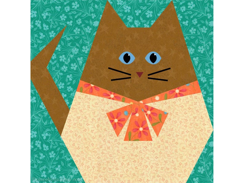 Fat Cat Paper Pieced Quilt Block Pattern, PDF Download, 6 and 12 Inch ...