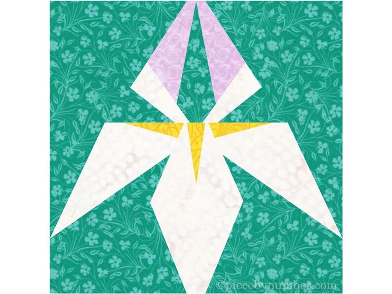 Iris Flower Quilt Block Pattern, Paper Piecing (FPP), 6 & 12 Inch ...
