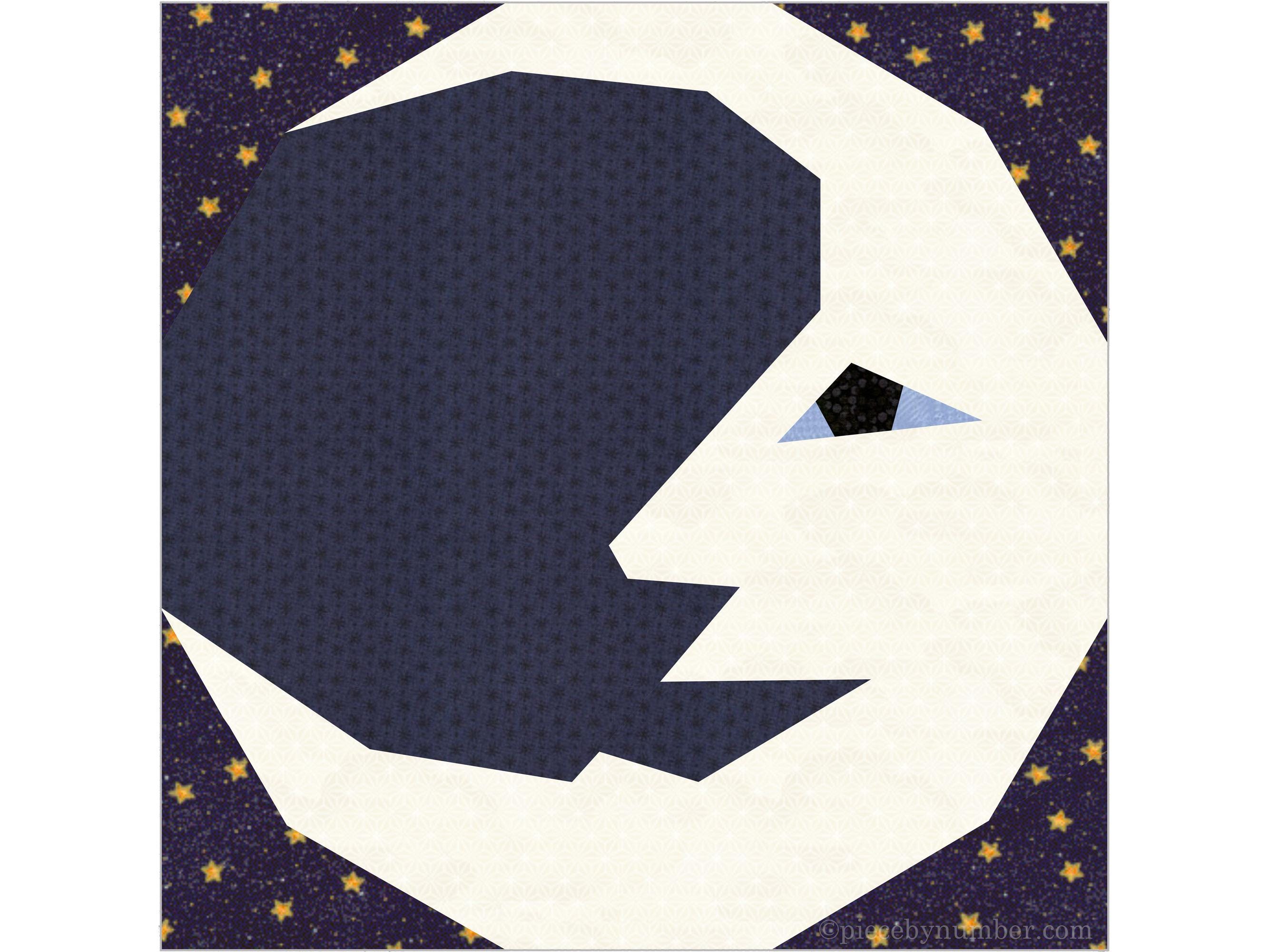 Laughing Crescent Moon Quilt Block Pattern, Paper Piecing, 6 & 12 Inch ...