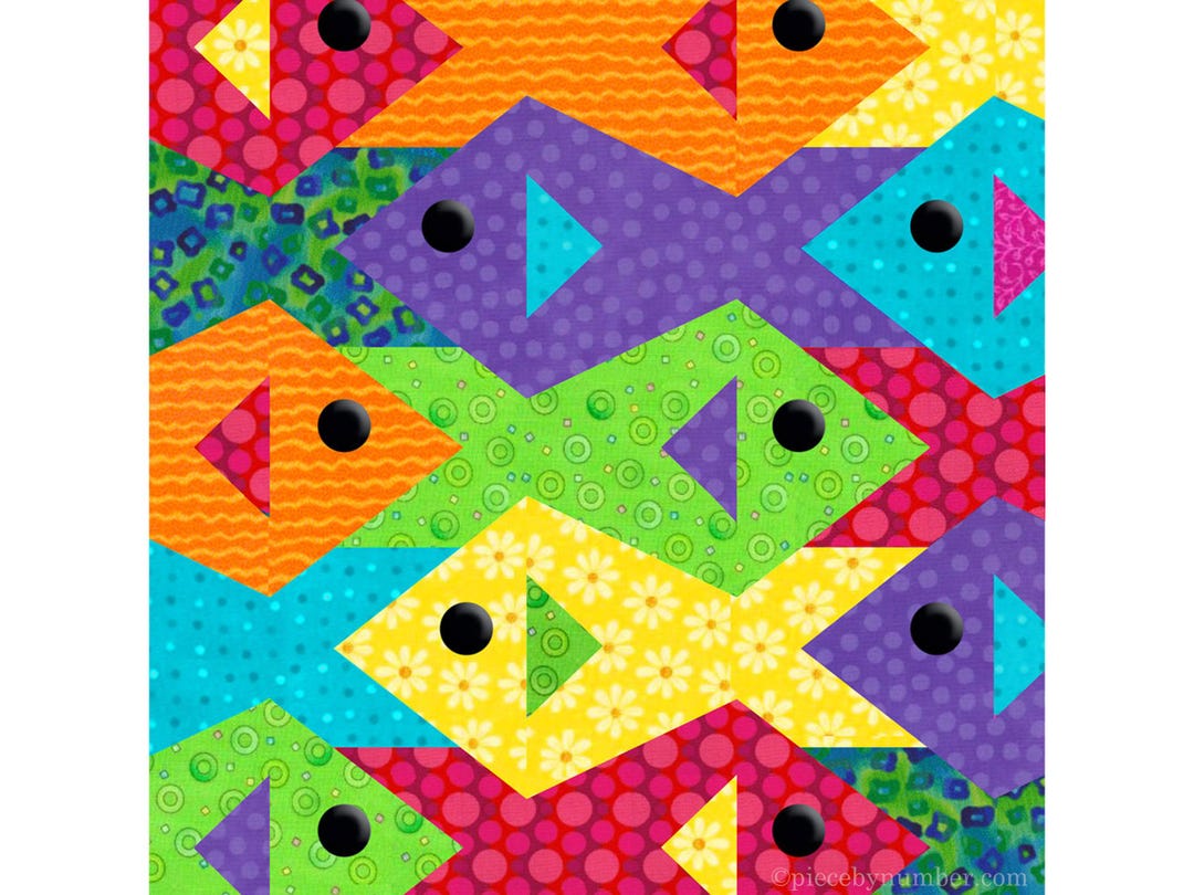 Tessellating Fish, Paper Pieced Quilt Pattern, PDF Download, 3 X 5-3/4 ...
