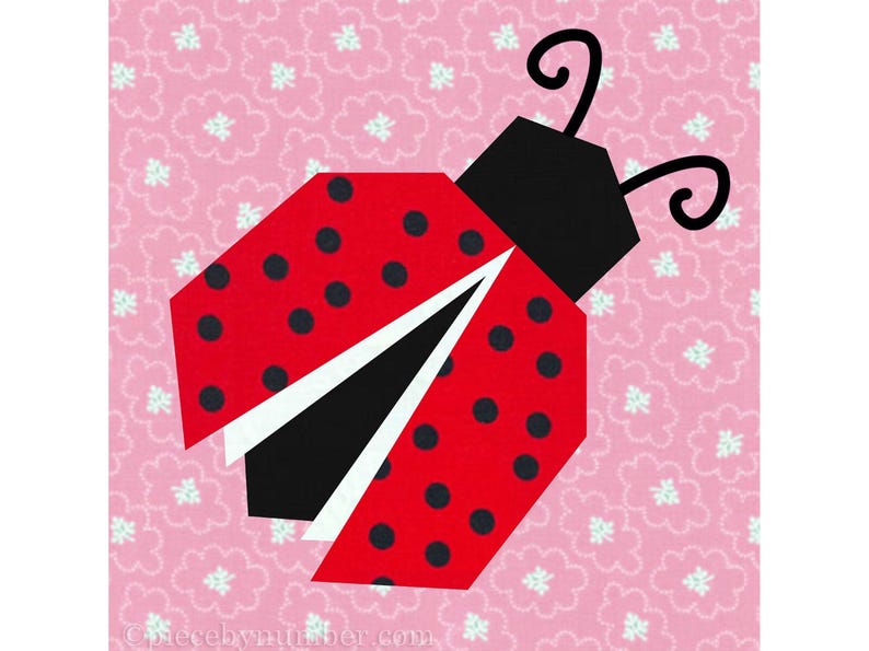 Ladybug Paper Piecing Quilt Block Pattern, PDF Download, 6 & 12 Inch Blocks, Resizable ...
