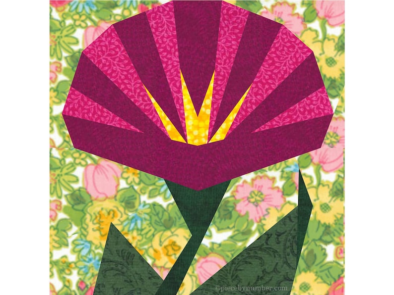 Morning Glory Quilt Block Pattern: Paper Pieced, 6 & 12 Inch, Resizable ...