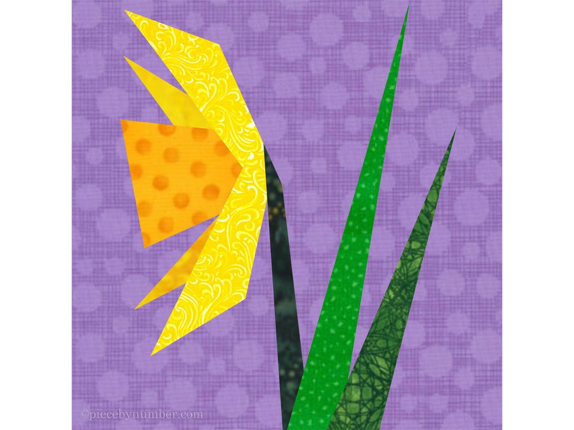 Daffodil Quilt Block Pattern: Paper Piecing, 6 & 12 Inch, Resizable ...