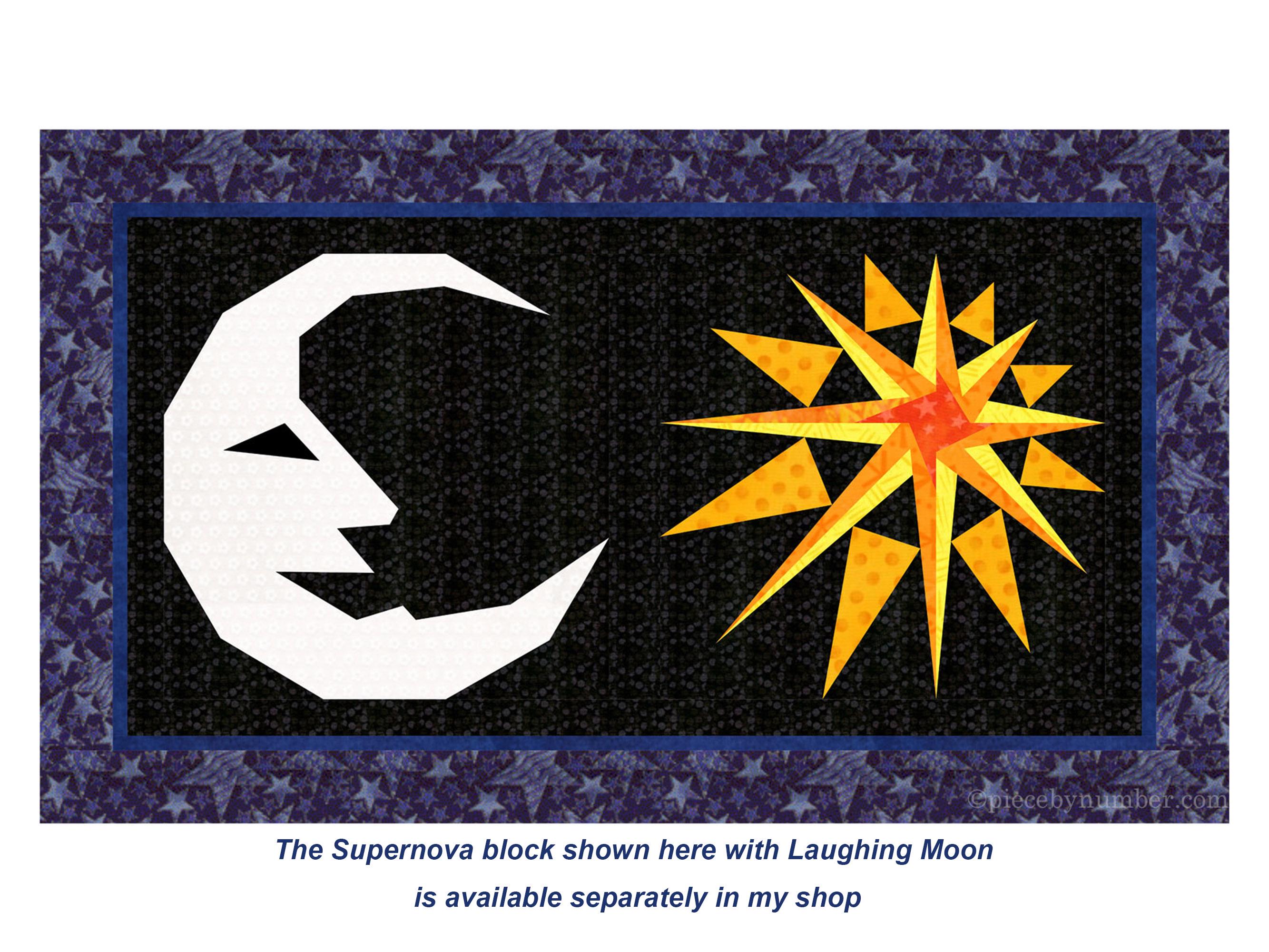 Laughing Crescent Moon Quilt Block Pattern, Paper Piecing, 6 & 12 Inch ...
