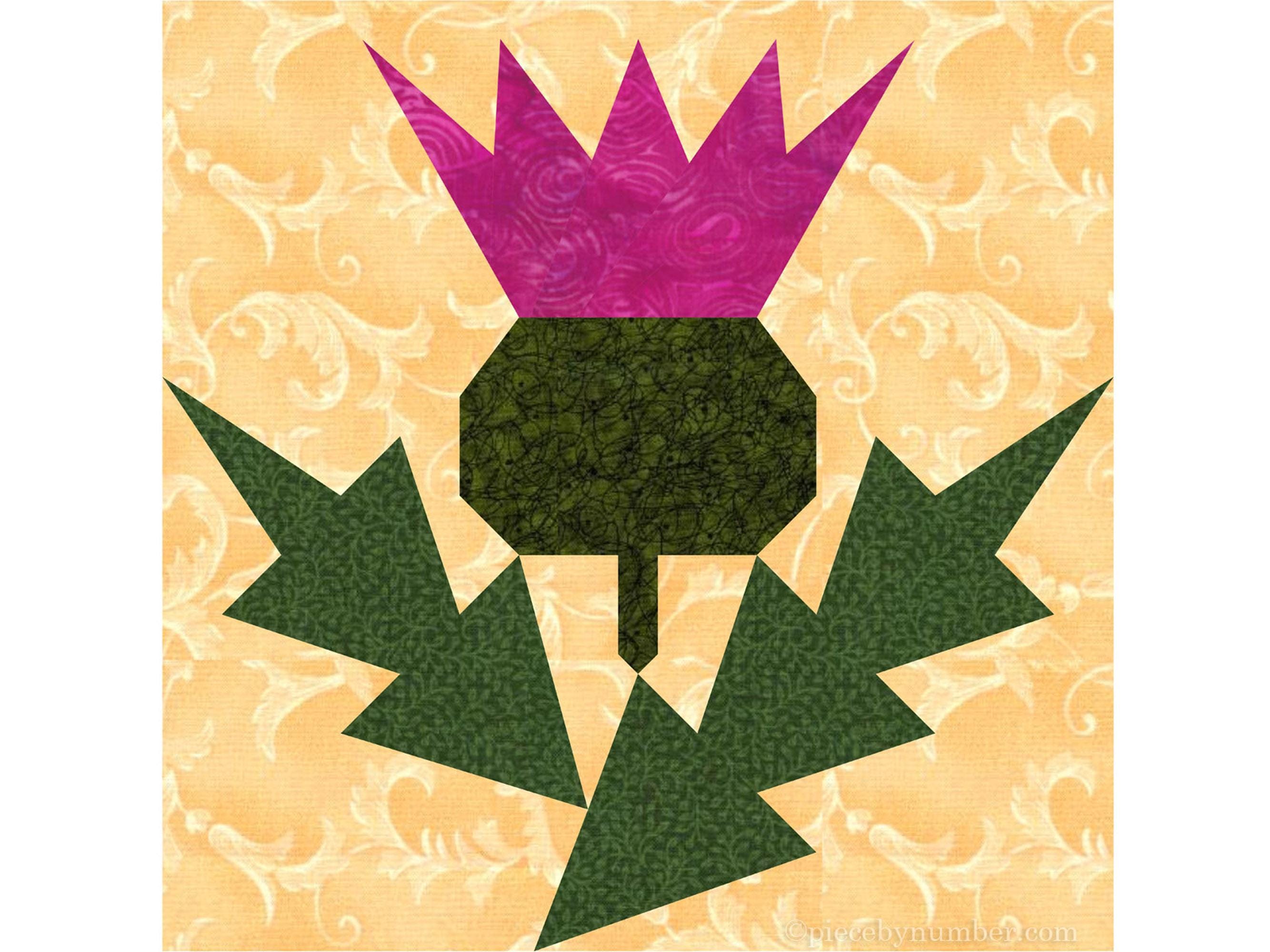 Thistle Quilt Block Pattern: Paper Pieced, 6 & 12 Inch, Resizable (PDF ...