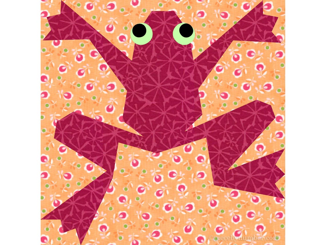 Frog Quilt Block Pattern (PDF Download): Paper Pieced, 6 & 12 Inch ...