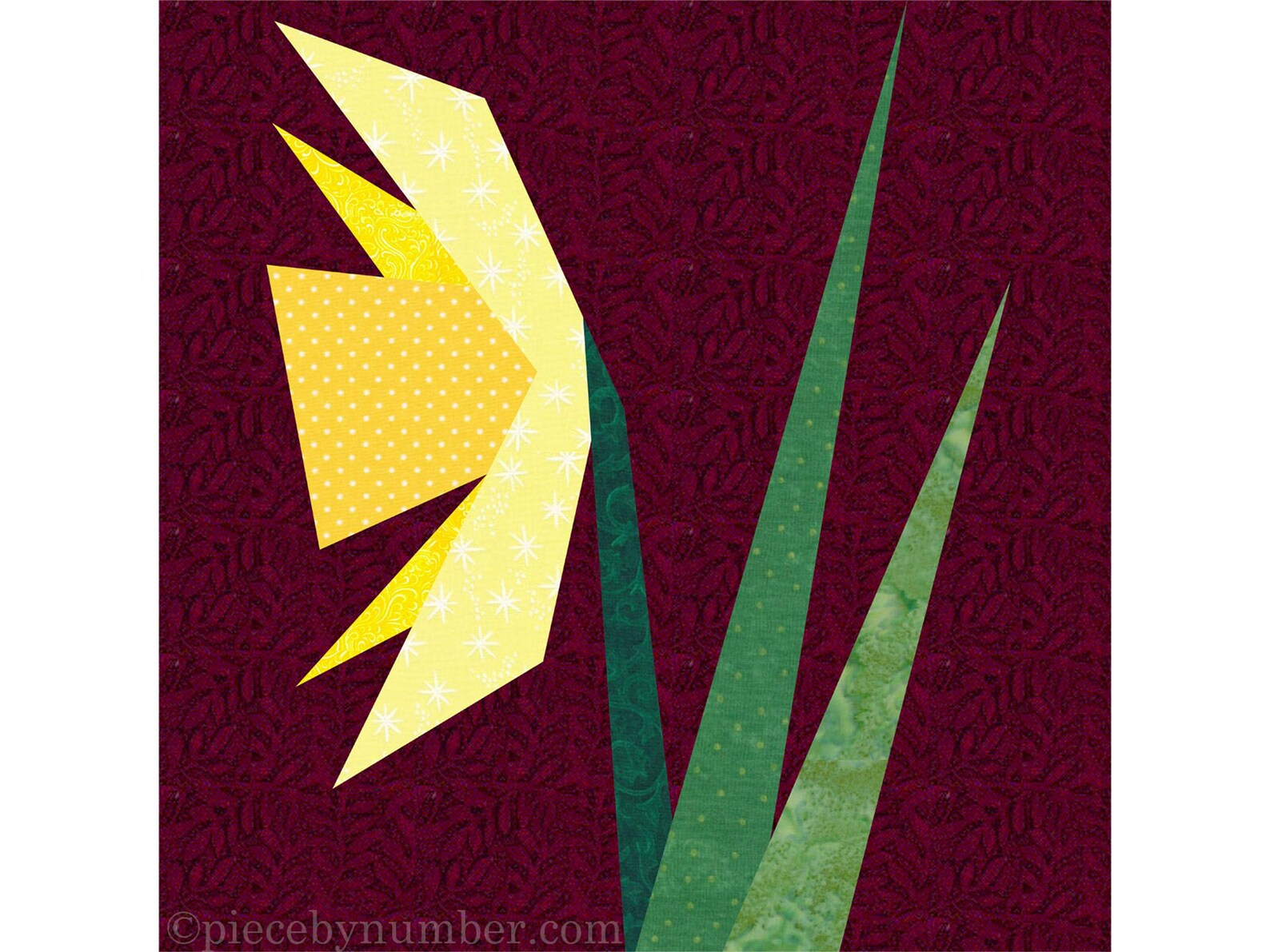 Daffodil Paper Piecing Flower Quilt Block Pattern PDF Download, 6 & 12 ...