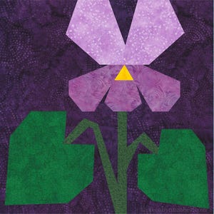Violet Paper Piecing Quilt Block Pattern, PDF Download, 6 & 12 Inch ...