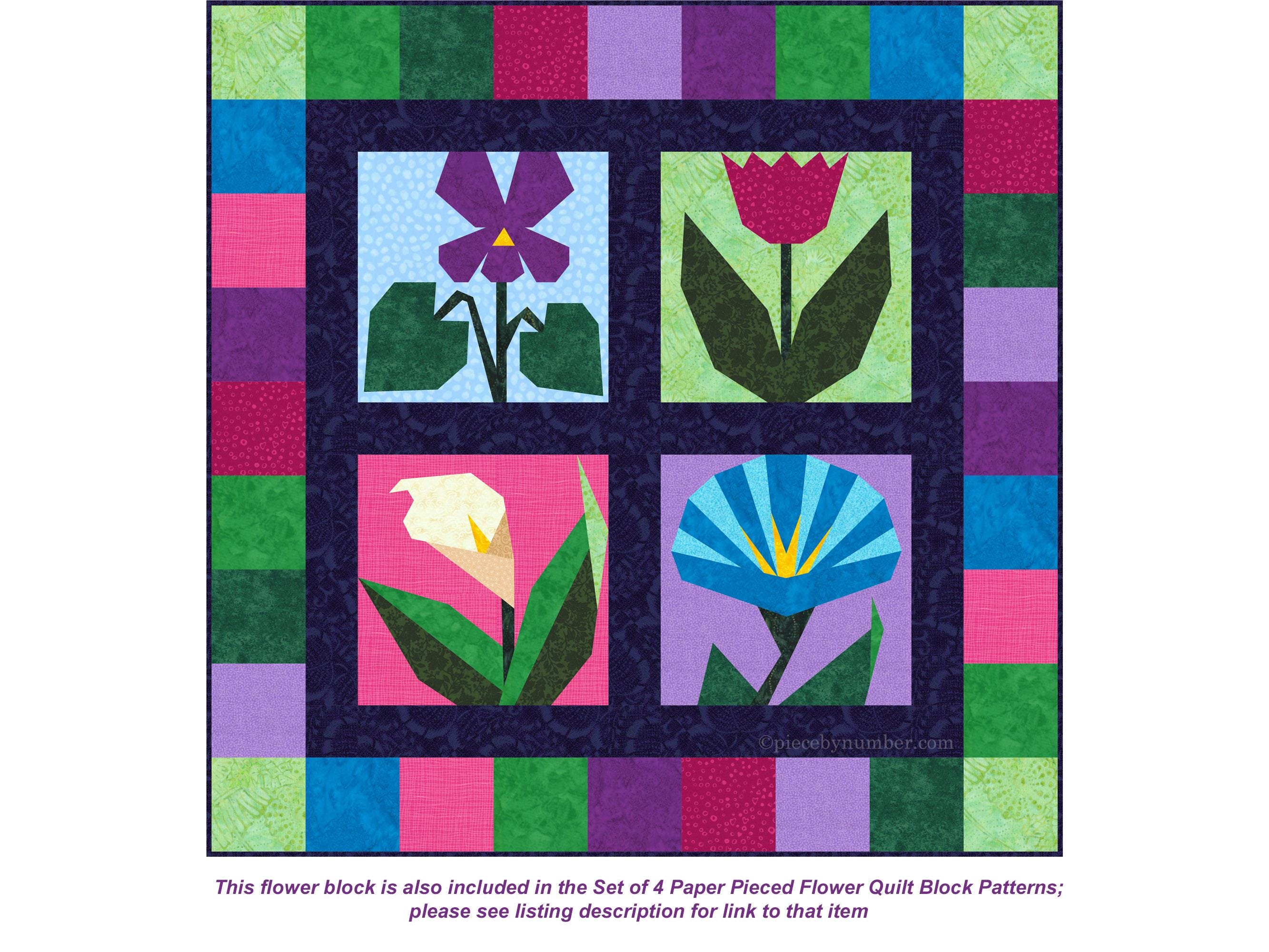 Violet Paper Piecing Quilt Block Pattern, PDF Download, 6 & 12 Inch ...