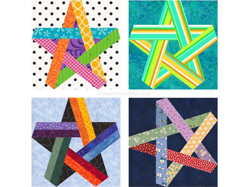 Pentagram Star Quilt Block Pattern: Paper Piecing, 12 Inch, Resizable ...