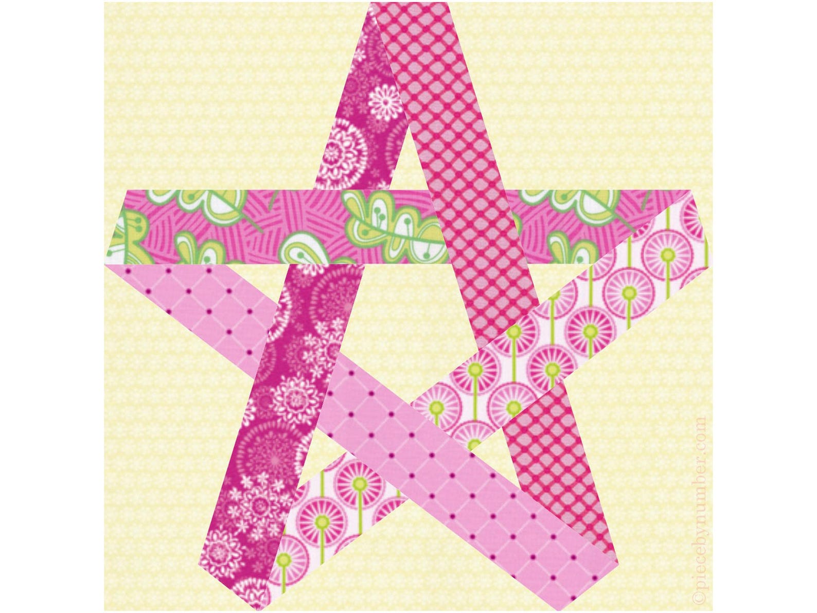 Pentagram Star Quilt Block Pattern: Paper Piecing, 12 Inch, Resizable ...