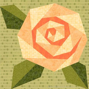 Rosie's Rose, Paper Piecing Flower Quilt Block Pattern, PDF Download, 6 ...