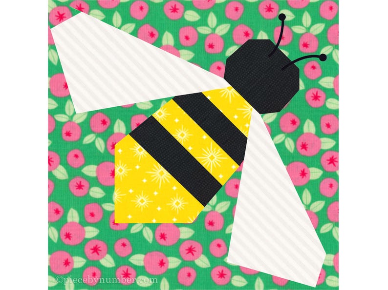 Honey Bee and Beehive Quilt Block Patterns, Paper Piecing, 3, 6 & 12 ...