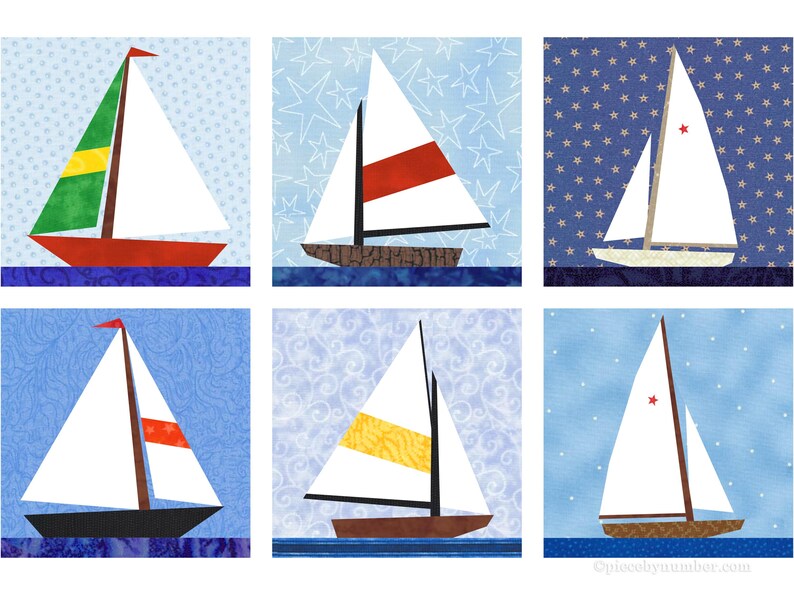 Sailboats, Quilt Block Pattern for Paper Piecing, PDF Download, 6 Inch ...