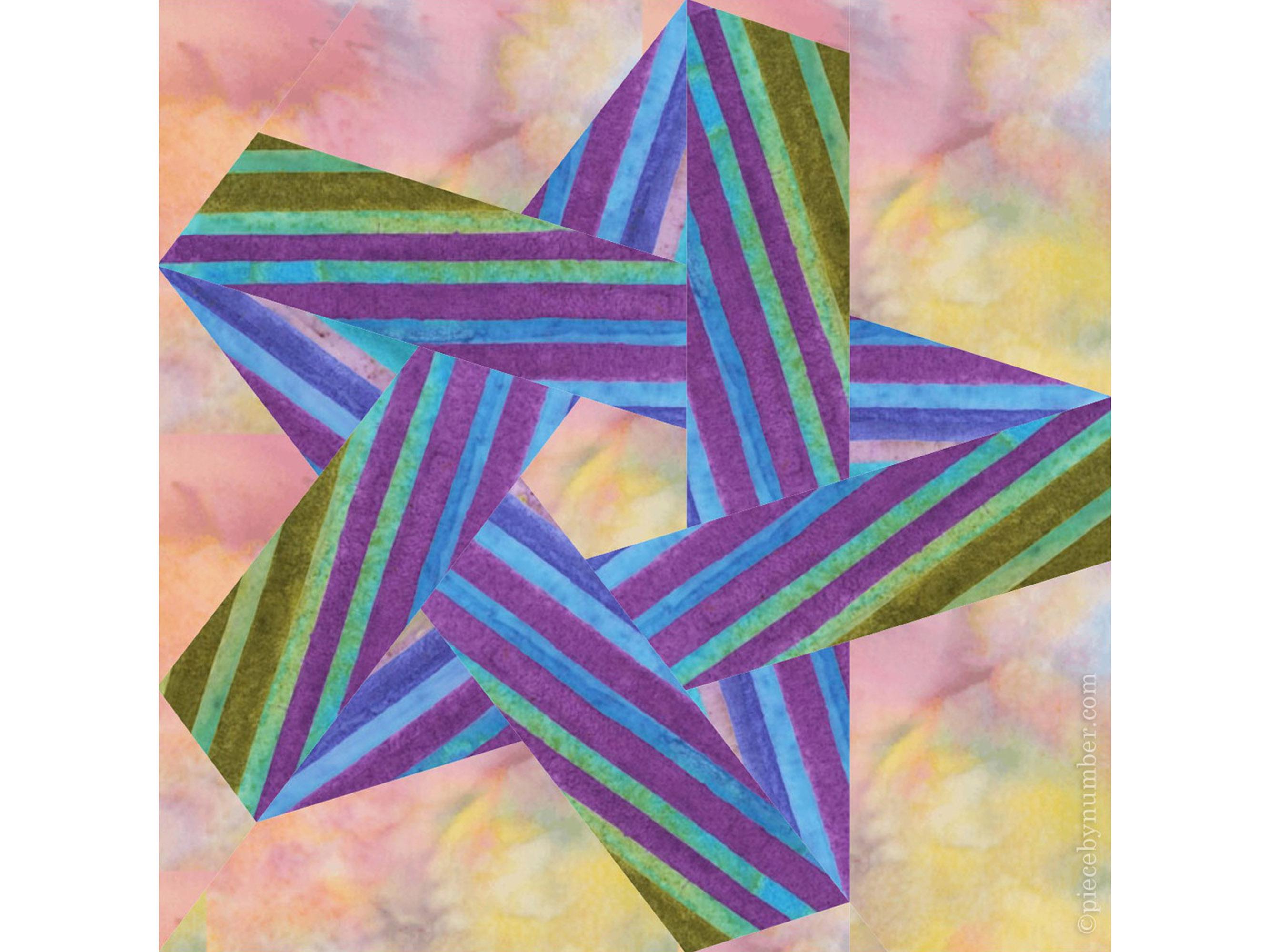 Pentagram Star Quilt Block Pattern: Paper Piecing, 12 Inch, Resizable ...