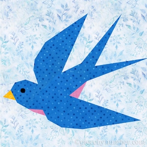 Swallow, Paper Pieced Quilt Block Pattern PDF Download, 6 & 12 Inch ...