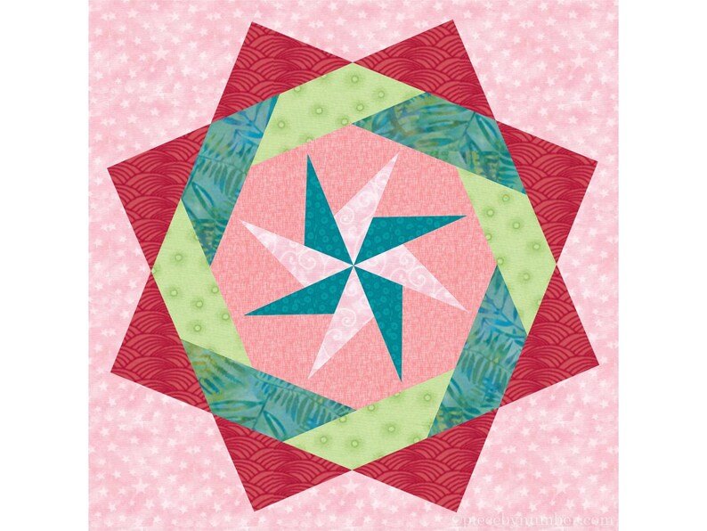 Interlocked Squares Paper Pieced Quilt Block Pattern, PDF Download, 12 ...