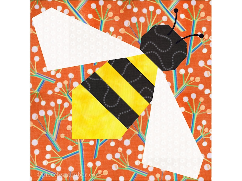 Honey Bee and Beehive, Quilt Block Patterns for Paper Piecing, PDF Download, 3, 6 & 12 Inch Bee ...