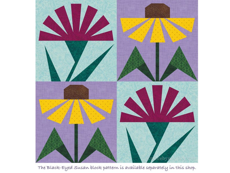 Aster, Paper Piecing Flower Quilt Block Pattern, PDF Download, 6 & 12 ...