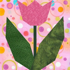 Tulip Paper Pieced Quilt Block Pattern, PDF Download, 6 & 12 Inch ...