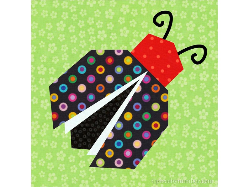 Ladybug Paper Piecing Quilt Block Pattern, PDF Download, 6 & 12 Inch ...