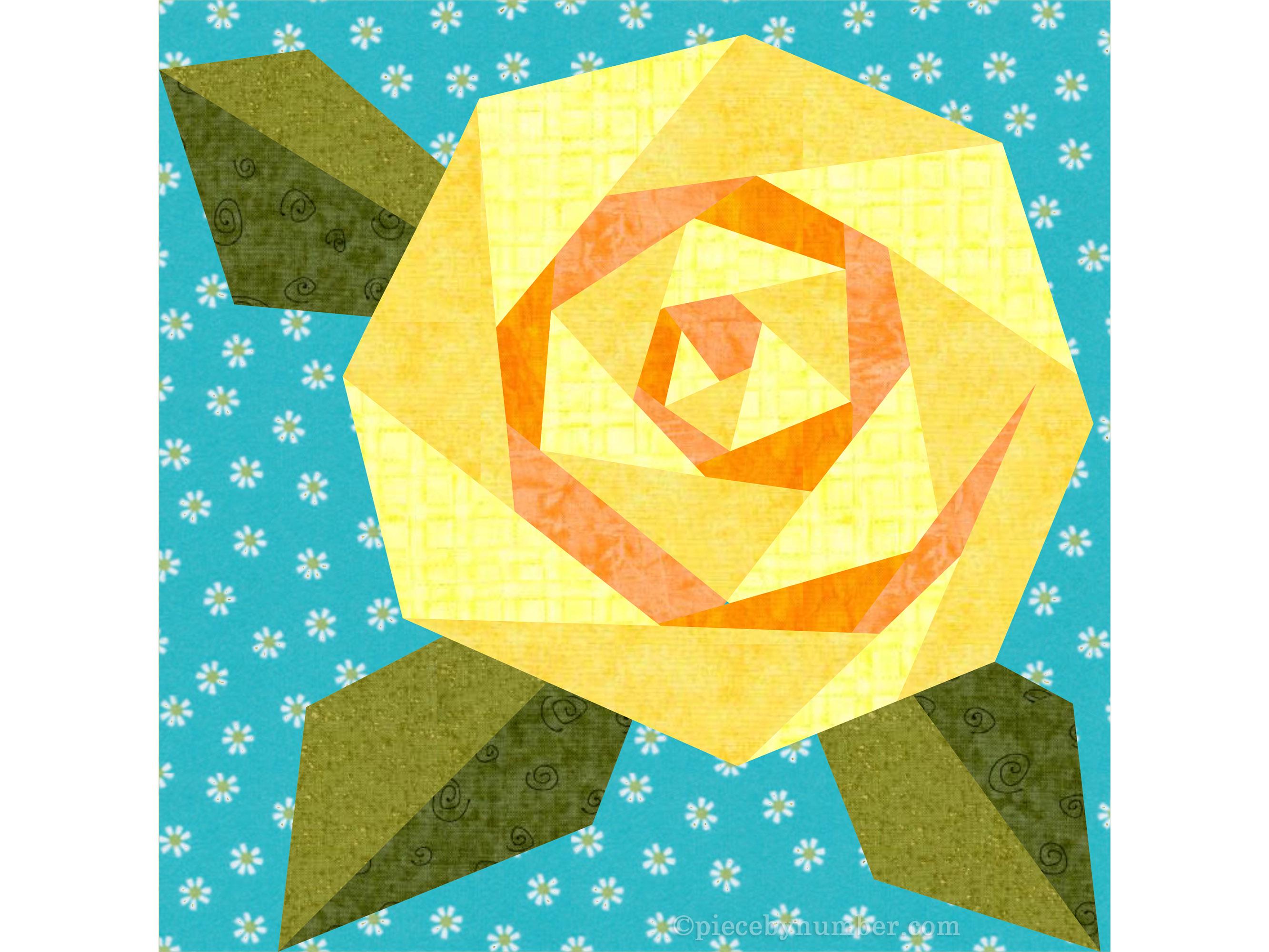 Rosie's Rose, Paper Piecing Flower Quilt Block Pattern, PDF Download, 6 ...