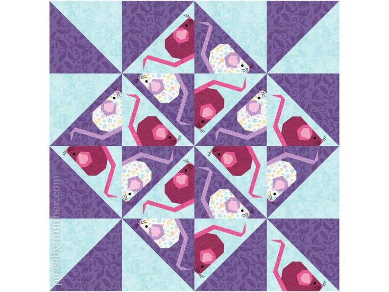 Mouse Quilt Block Pattern, Paper Piecing (FPP), 6 and 12 Inch ...