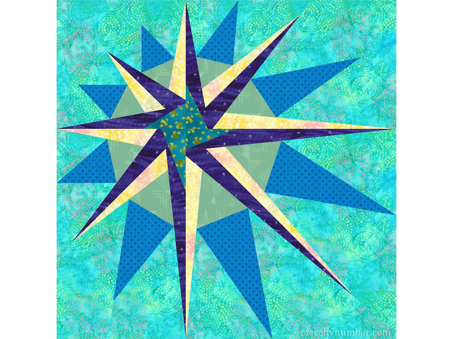 Supernova Star Quilt Block Pattern (PDF Download): Paper Pieced, 12 ...